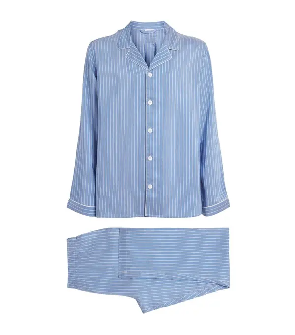 Zimmerli Stripe Long-sleeve Pyjama Set - Blue
