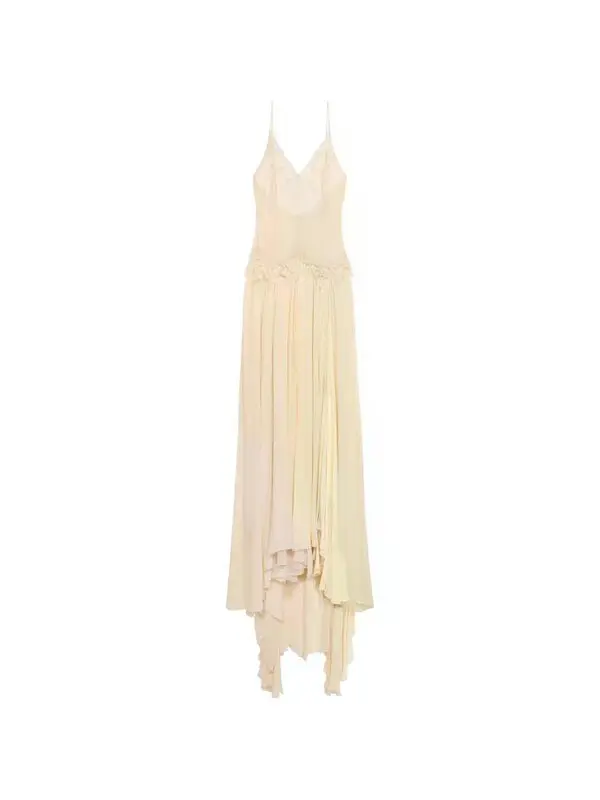 Blumarine Lace-trimmed Georgette Dress - Neutrals