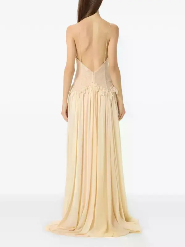 Blumarine Lace-trimmed Georgette Dress