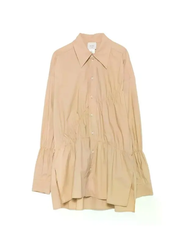 ALYSI Ruched Poplin Shirt - Neutrals