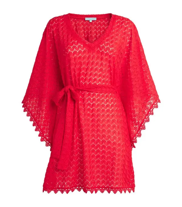 Melissa Odabash Crochet Tie-waist Petra Kaftan - Red