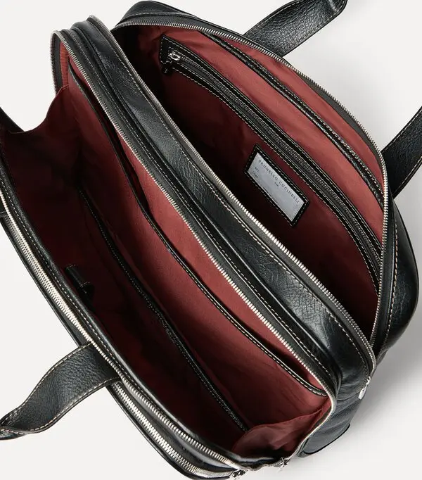 Brunello Cucinelli Grained Calfskin Briefcase - Black