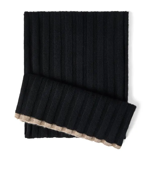 Brunello Cucinelli Cashmere Ribbed Scarf - Black