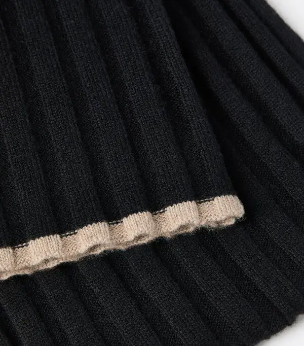Brunello Cucinelli Cashmere Ribbed Scarf - Black