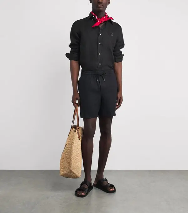 Polo Ralph Lauren Linen Custom-fit Polo Pony Shirt - Black