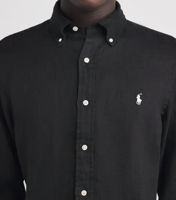 Polo Ralph Lauren Linen Custom-fit Polo Pony Shirt - Black