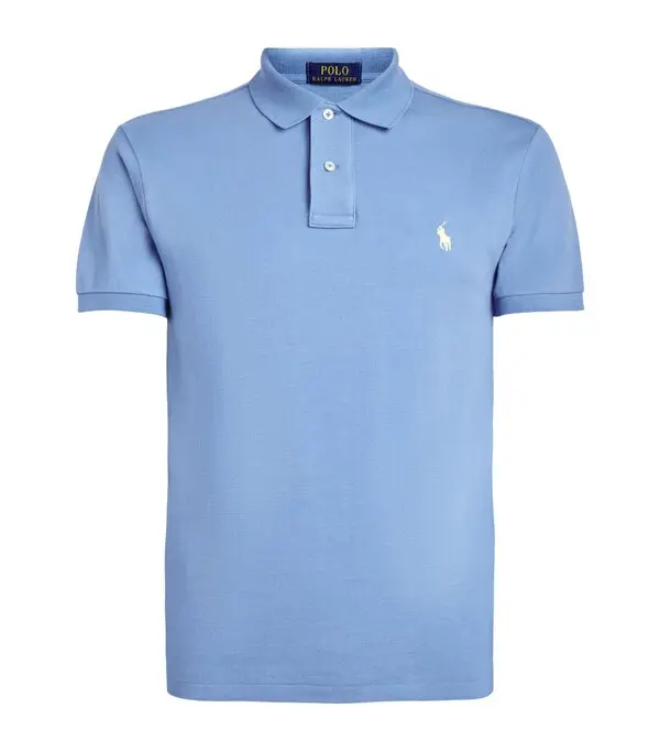 Polo Ralph Lauren Cotton Mesh Custom Slim Fit Polo Shirt With Embroidered Pony - Blue