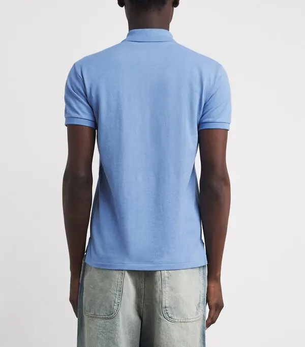 Polo Ralph Lauren Cotton Mesh Custom Slim Fit Polo Shirt With Embroidered Pony - Blue