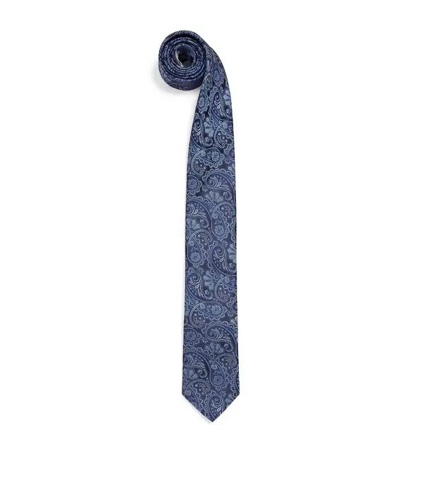 Eton Silk Paisley Neck Tie - Navy