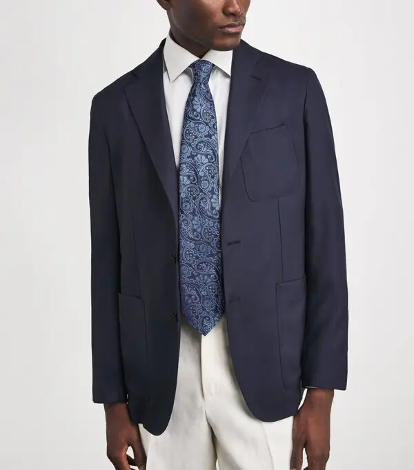 Eton Silk Paisley Neck Tie - Navy