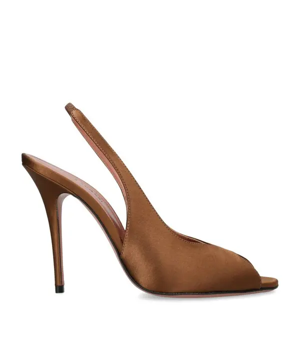 Amina Muaddi Satin Kristina Slingback Sandals 105