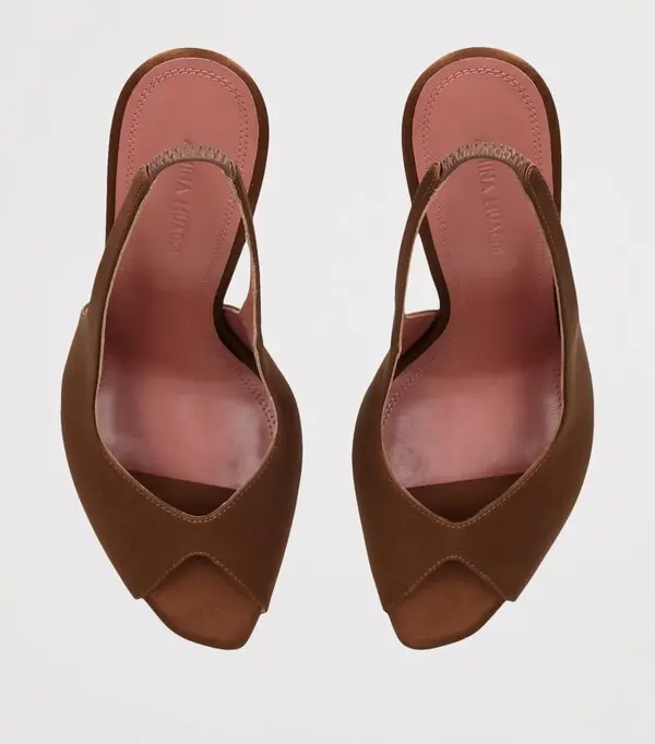 Amina Muaddi Satin Kristina Slingback Sandals 105