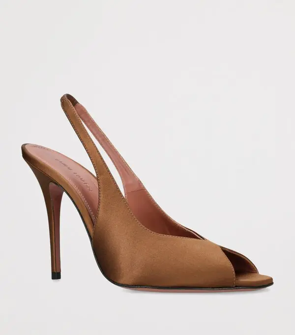 Amina Muaddi Satin Kristina Slingback Sandals 105