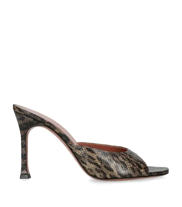 Amina Muaddi Leather Alexa Heeled Mules - Brown