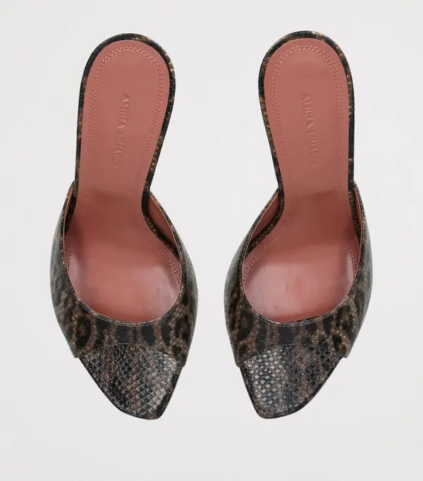 Amina Muaddi Leather Alexa Heeled Mules - Brown