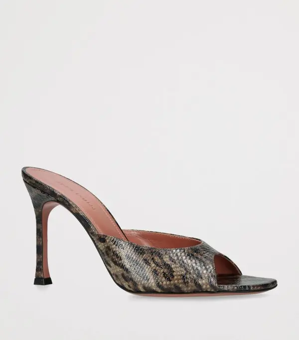 Amina Muaddi Leather Alexa Heeled Mules - Brown