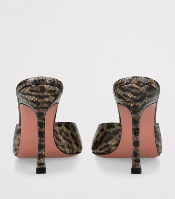Amina Muaddi Leather Alexa Heeled Mules - Brown