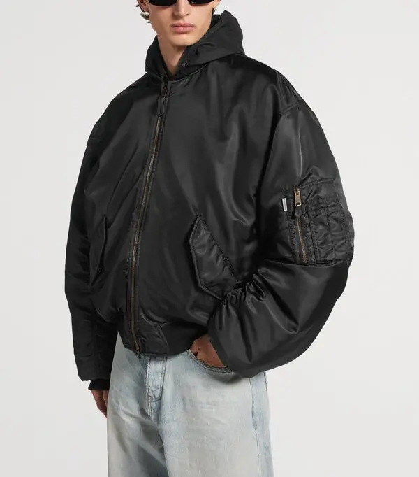 Balenciaga Oversized Hooded Bomber Jacket