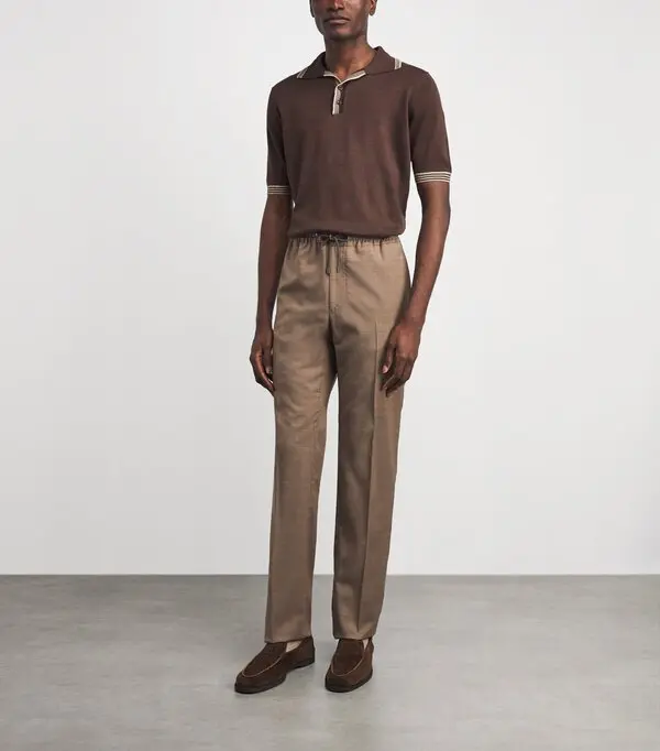 FIORONI CASHMERE Linen-cotton Polo Shirt