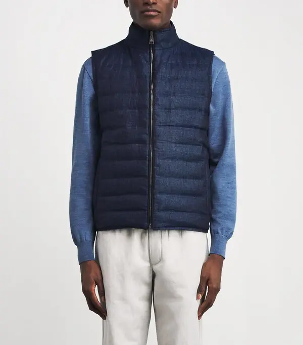 FIORONI CASHMERE Down Linen Reversible Gilet