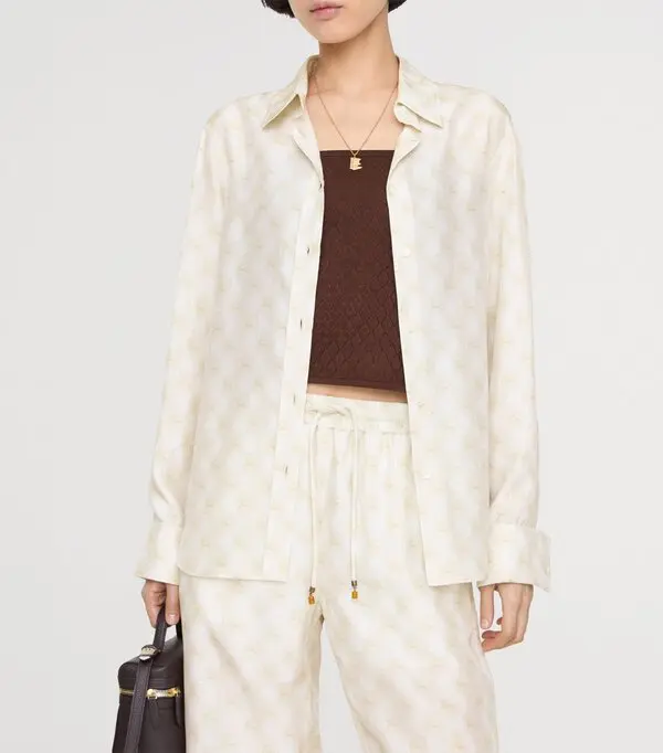 Burberry Silk Equestrian Knight Design Shirt