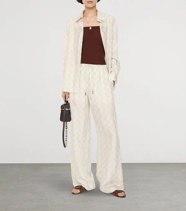 Burberry Silk Equestrian Knight Trousers - White