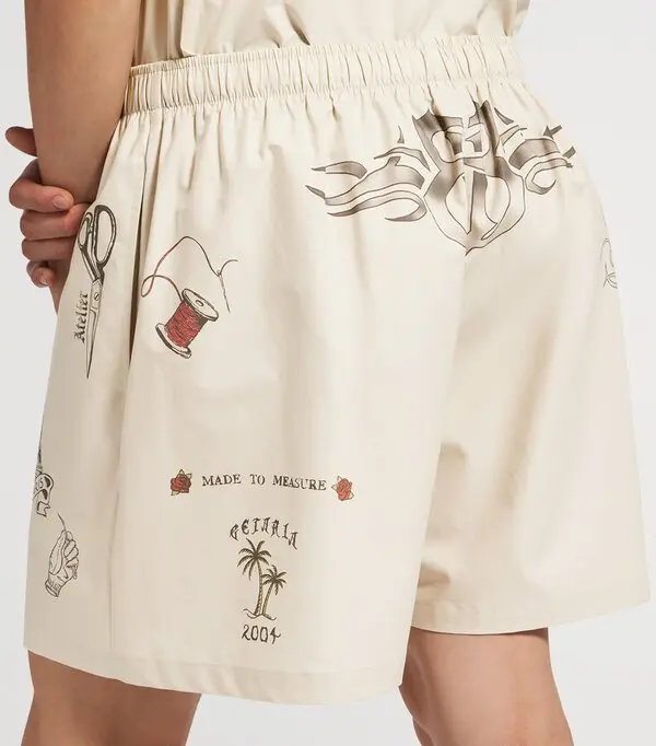 Balenciaga Printed Cotton Shorts - White | Editorialist