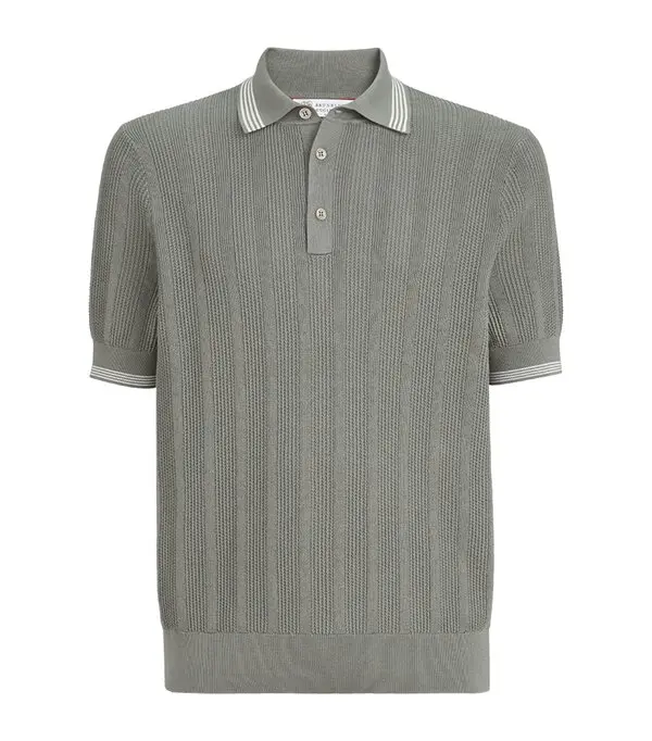 Brunello Cucinelli Cotton Rib-knit Polo Shirt