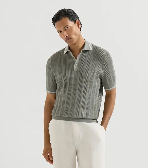 Brunello Cucinelli Cotton Rib-knit Polo Shirt