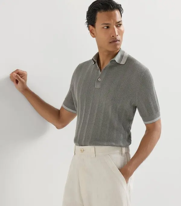 Brunello Cucinelli Cotton Rib-knit Polo Shirt