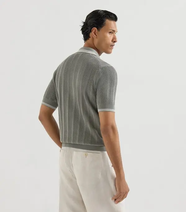 Brunello Cucinelli Cotton Rib-knit Polo Shirt