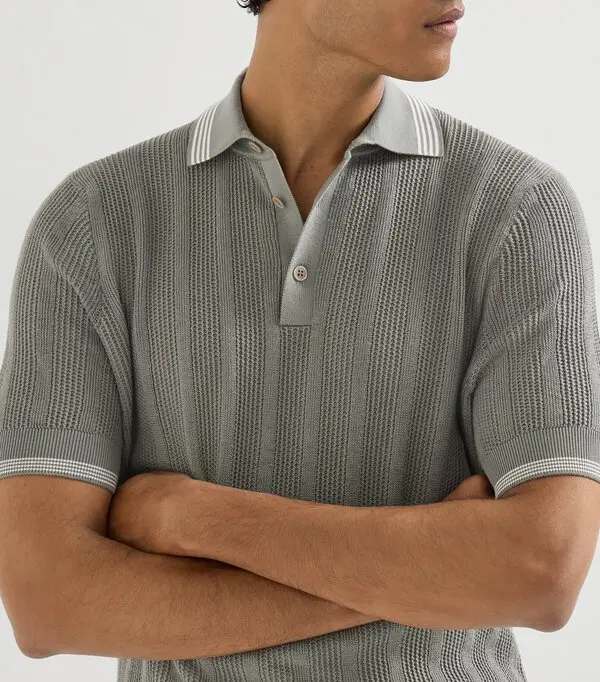 Brunello Cucinelli Cotton Rib-knit Polo Shirt