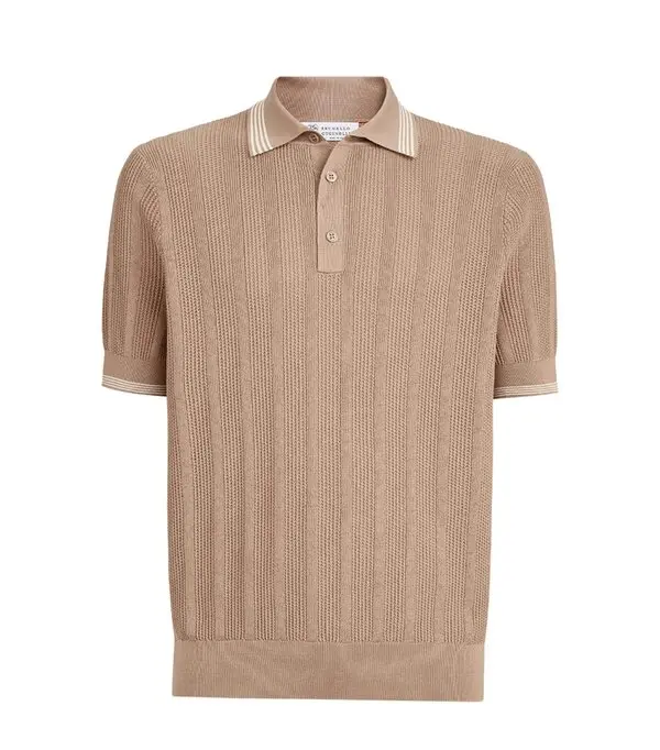 Brunello Cucinelli Cotton Rib-knit Polo Shirt