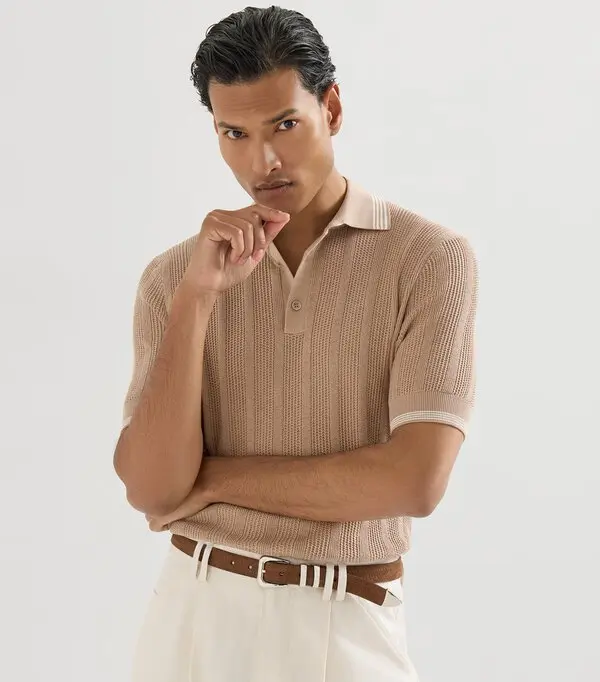 Brunello Cucinelli Cotton Rib-knit Polo Shirt