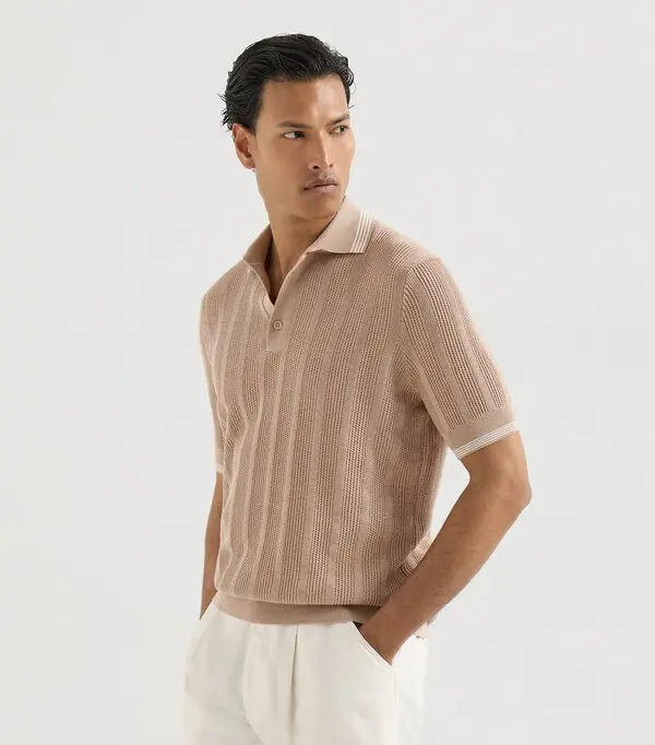 Brunello Cucinelli Cotton Rib-knit Polo Shirt