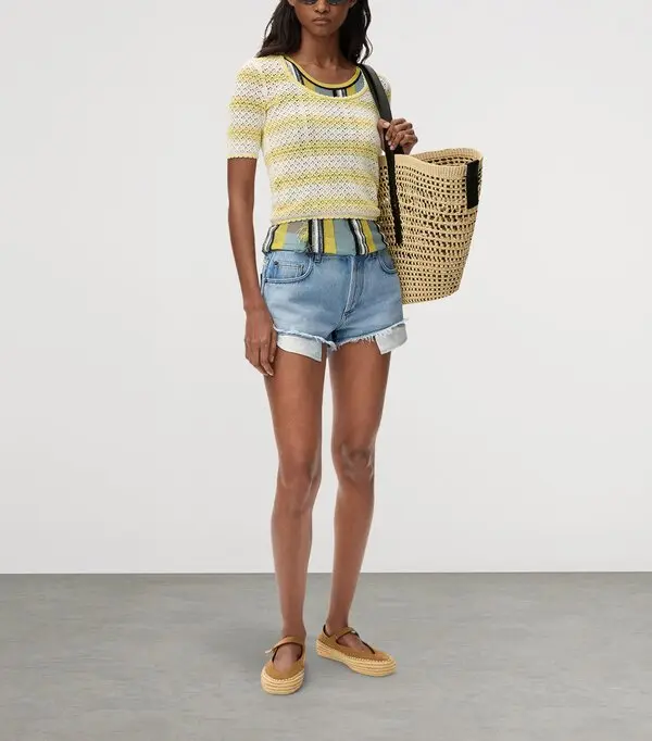 Loewe X Paula's Ibiza Anagram Denim Shorts