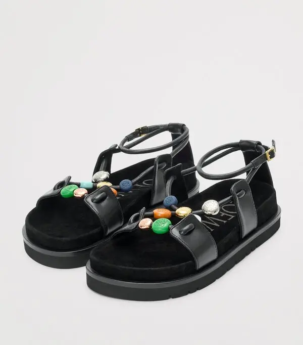 Loewe X Paula's Ibiza Pebble Beaded Sandals - Brown