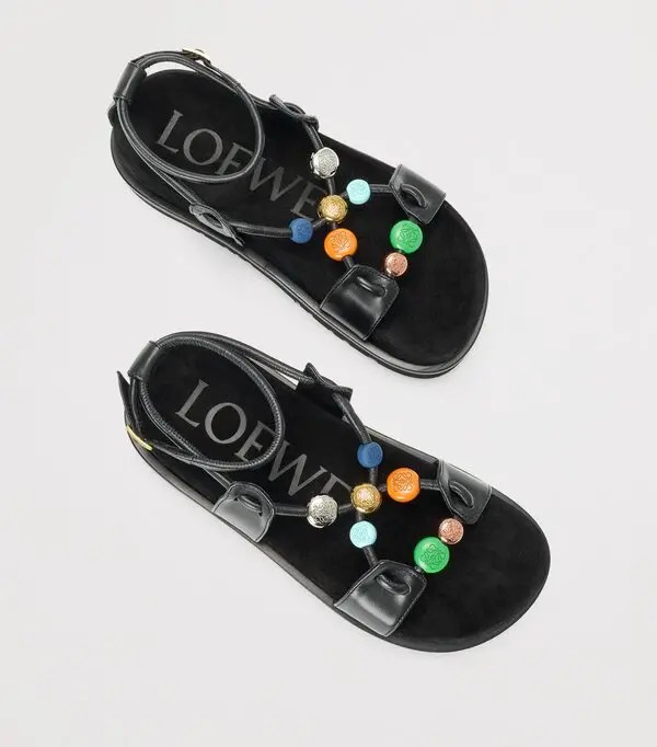 Loewe X Paula's Ibiza Pebble Beaded Sandals - Brown