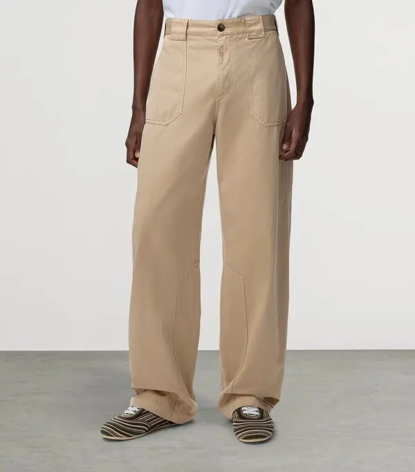 Loewe X Paula's Ibiza Cotton Straight Trousers - Beige