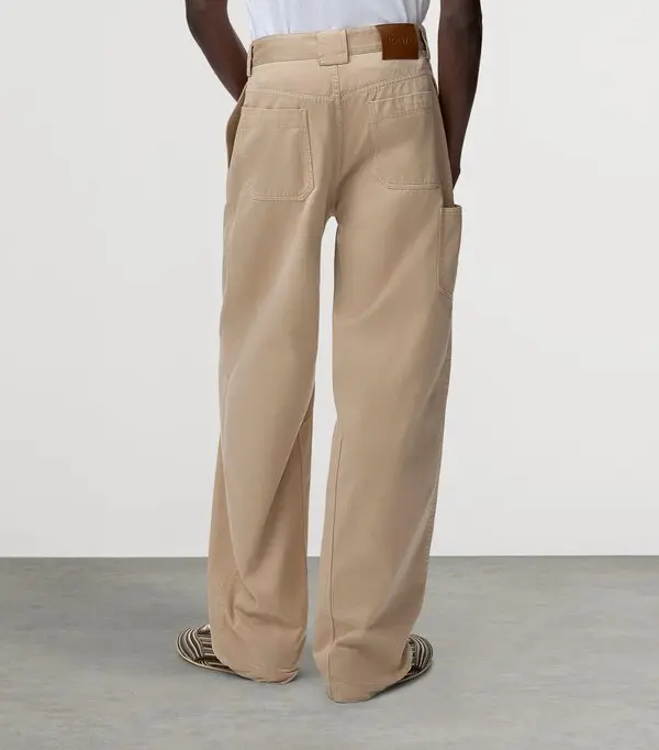 Loewe X Paula's Ibiza Cotton Straight Trousers - Beige
