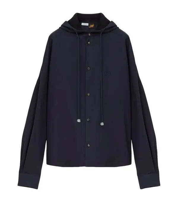 Loewe X Paula's Ibiza Linen-blend Hooded Shirt With Anagram