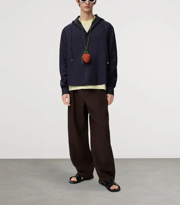 Loewe X Paula's Ibiza Linen-blend Hooded Shirt With Anagram