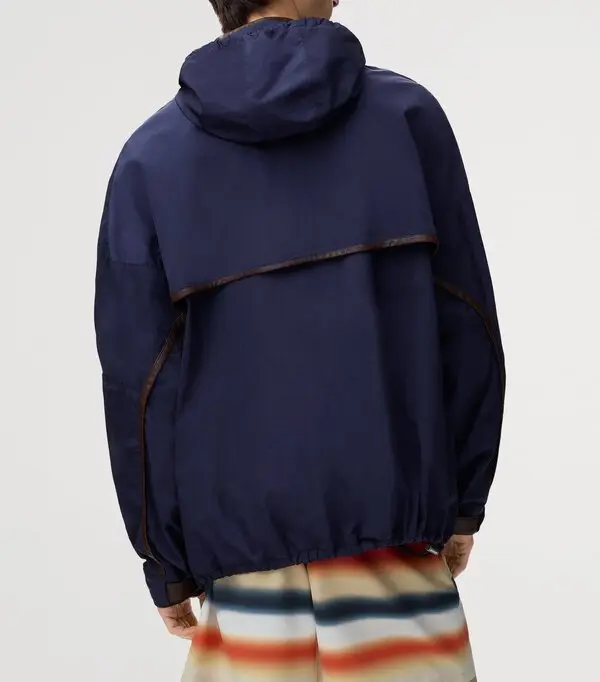 Loewe X Paula's Ibiza Leather-trimmed Hooded Jacket - Navy