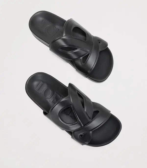 Loewe X Paula's Ibiza Leather Ease Slides - Black