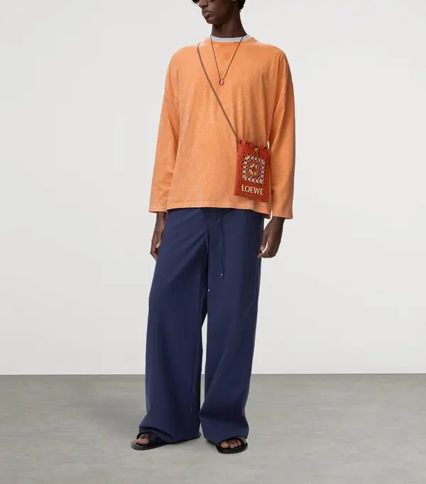 Loewe X Paula's Ibiza Cotton Satin Trousers - Navy