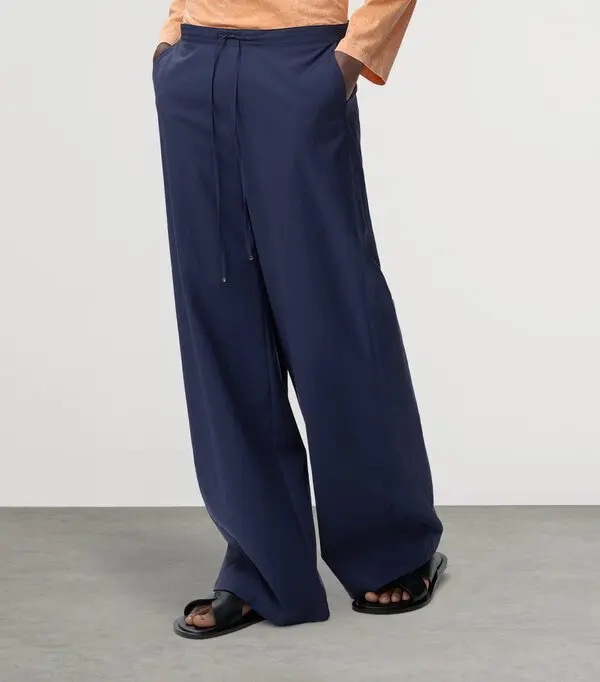 Loewe X Paula's Ibiza Cotton Satin Trousers - Navy