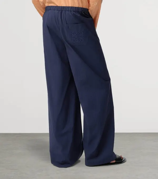 Loewe X Paula's Ibiza Cotton Satin Trousers - Navy