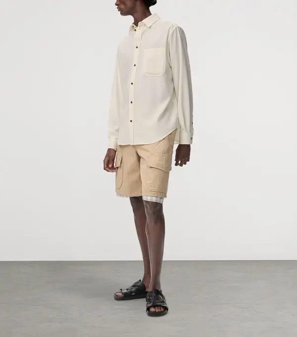 Loewe X Paula's Ibiza Cotton-satin Cargo Shorts - Beige