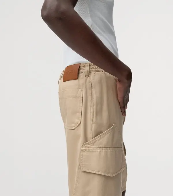 Loewe X Paula's Ibiza Cotton-satin Cargo Shorts - Beige