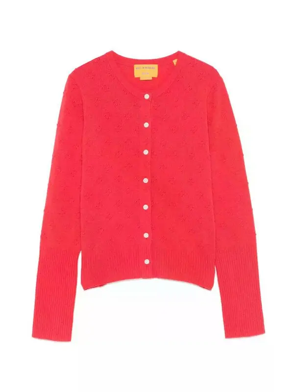 Guest In Residence Pointelle-knit Cashmere Cardigan - Red